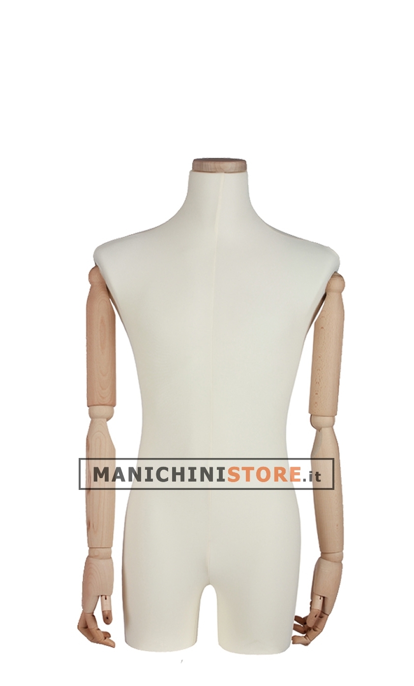 Male torso bust in lycra with wooden arms | Manichini Store