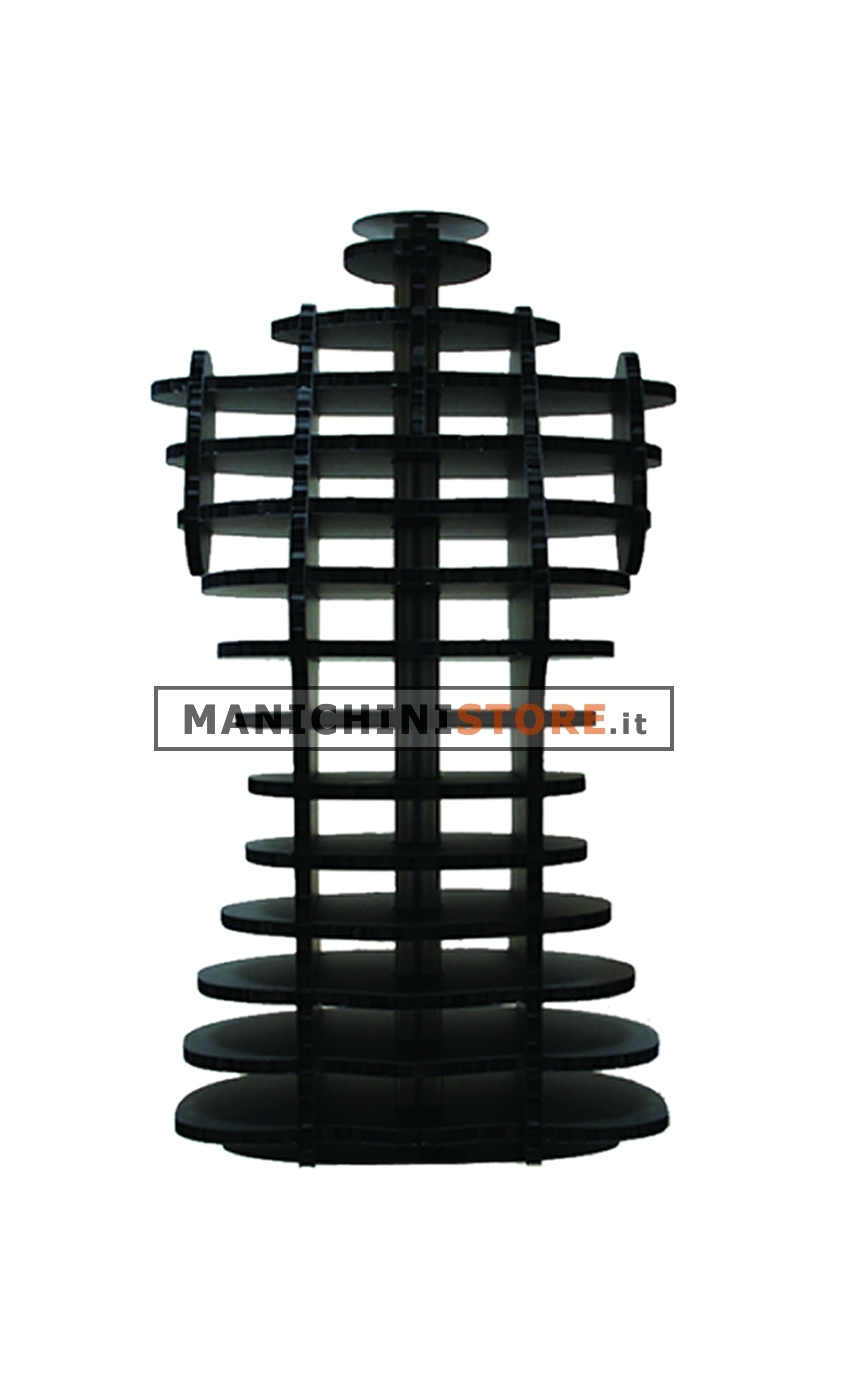 Female bust in interlocking cardboard - Black | Manichini Store