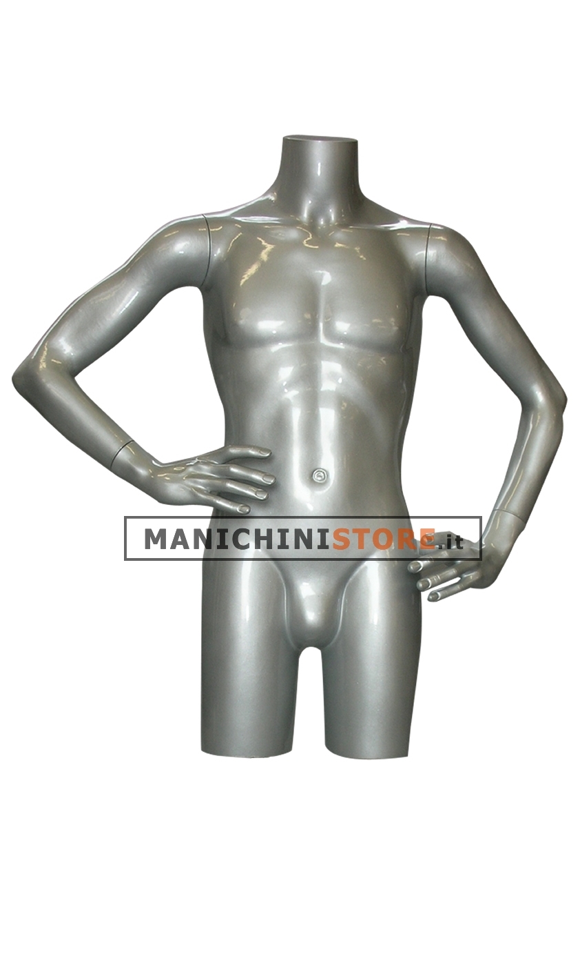 Male silver bust with arms | Manichini Store